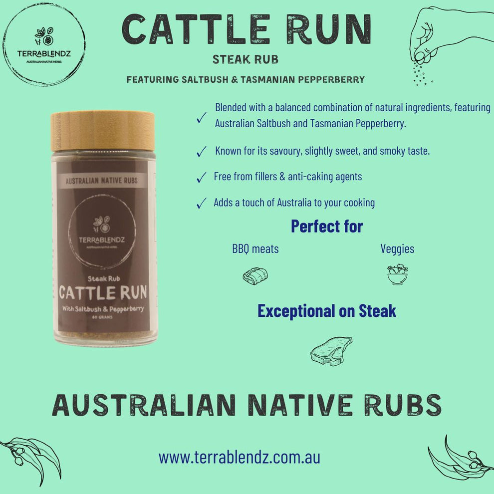 Cattle Run Steak Rub (with Saltbush & Pepperberry) – Terrablendz
