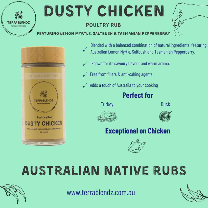 Dusty Chicken Poultry Rub (With lemon Myrtle, Saltbush & Pepperberry ...
