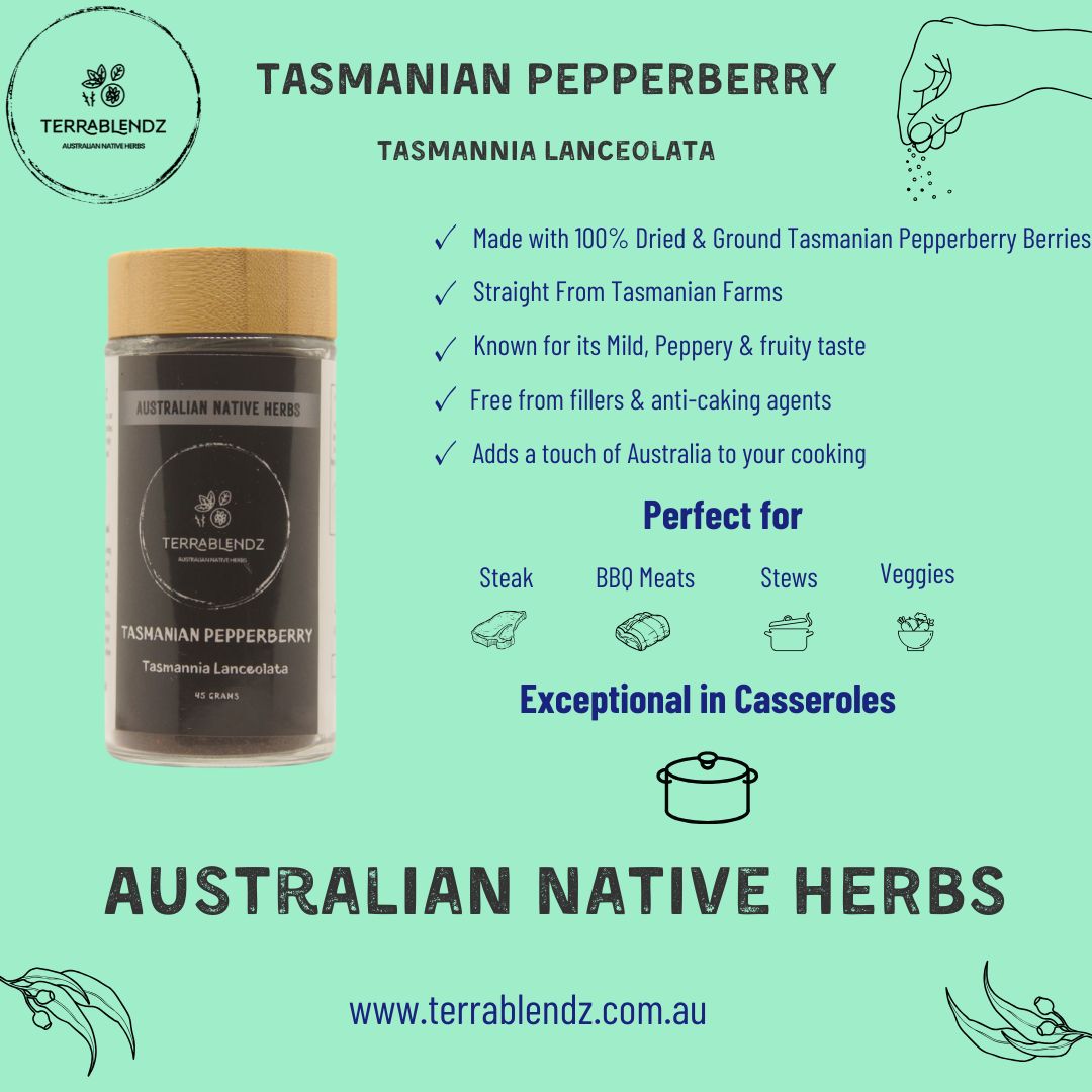 Dried Tasmanian Pepperberry | Australian Native Spice | Terrablendz